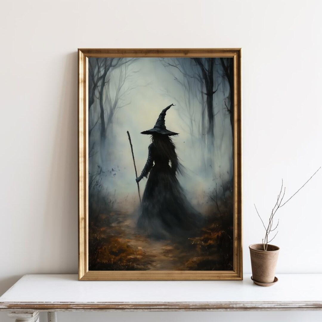 Witch Halloween Wall Art, Witch in the Woods Poster, Witchy Art ...