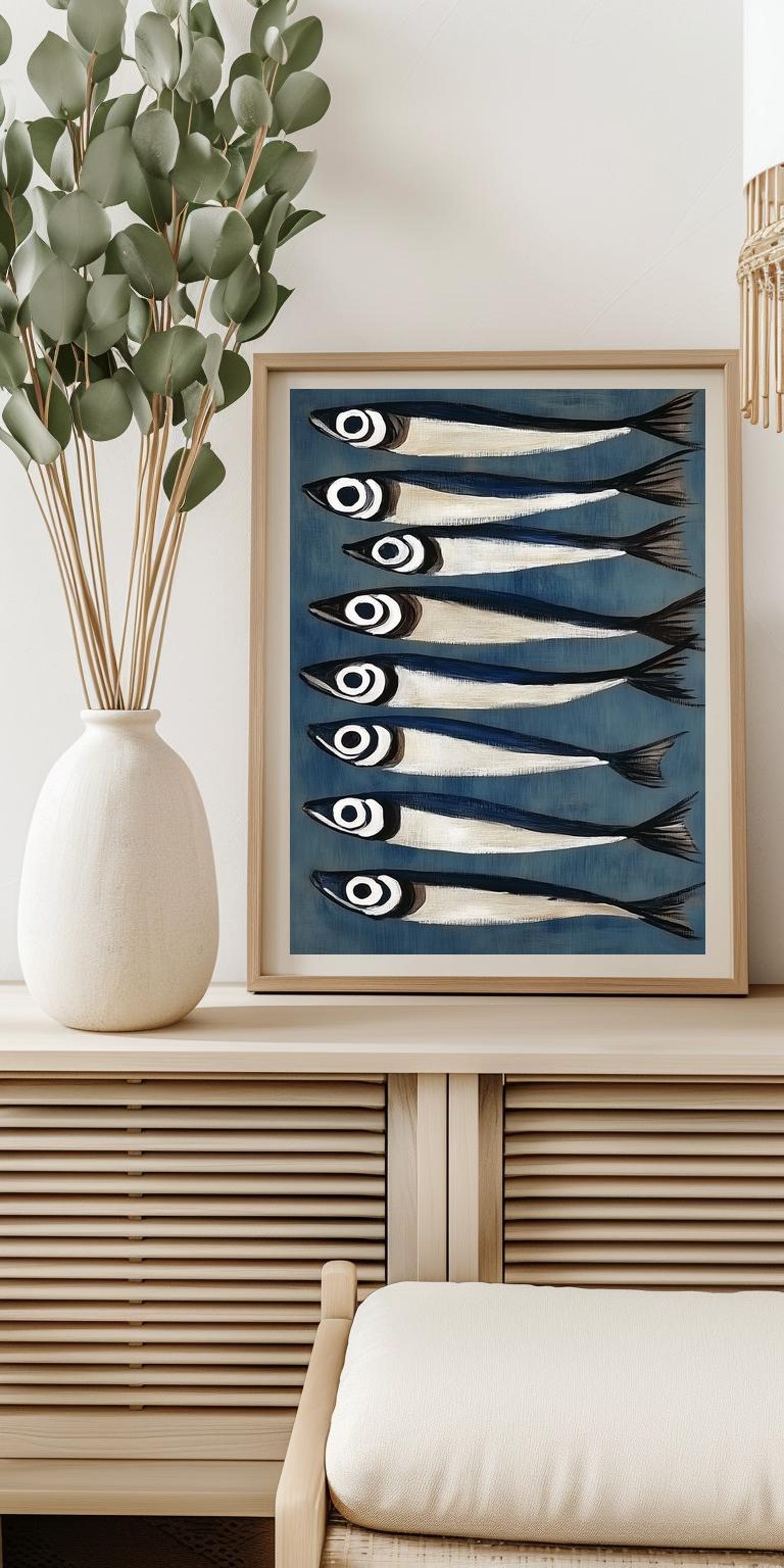 Sardine Wall Art Print, Anchovy Oil Painting, French Kitchen Art ...