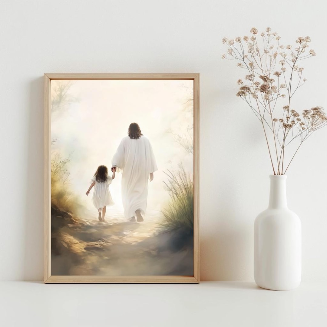 Jesus Walking Wall Art, Painting of Christ, Follow Me Jesus Bible Art ...