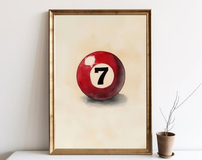 Vintage Pool Ball Print Retro Hand-drawn Wall Art Printable Wall Art ...