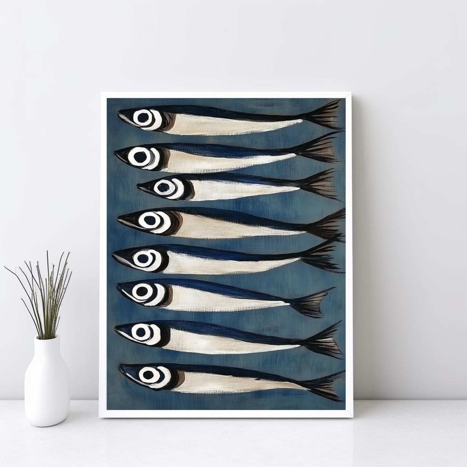 Sardine Wall Art Print, Anchovy Oil Painting, French Kitchen Art ...