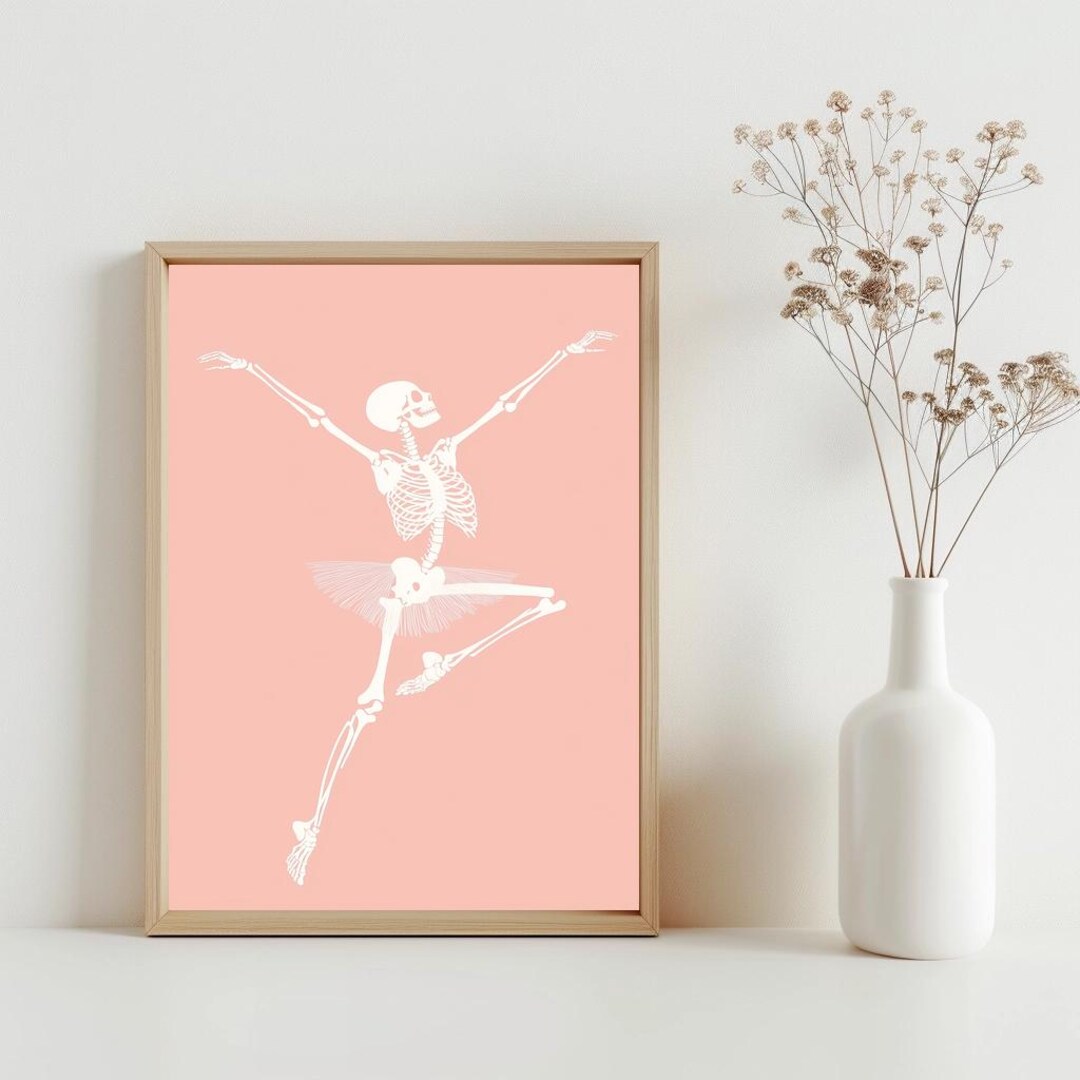 Skeleton Ballet Wall Art, Funny Halloween Decoration, Trendy Halloween ...