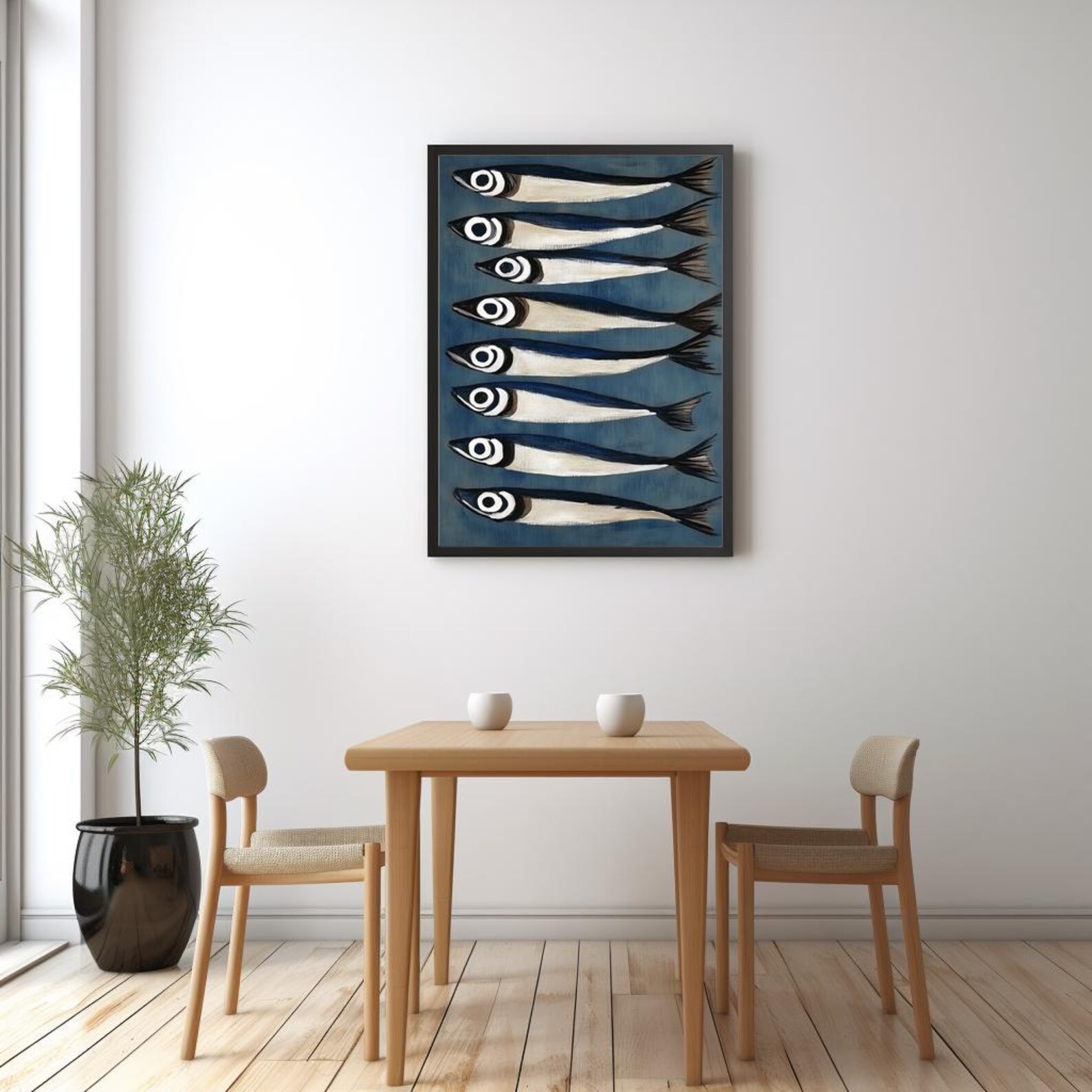 Sardine Wall Art Print, Anchovy Oil Painting, French Kitchen Art ...