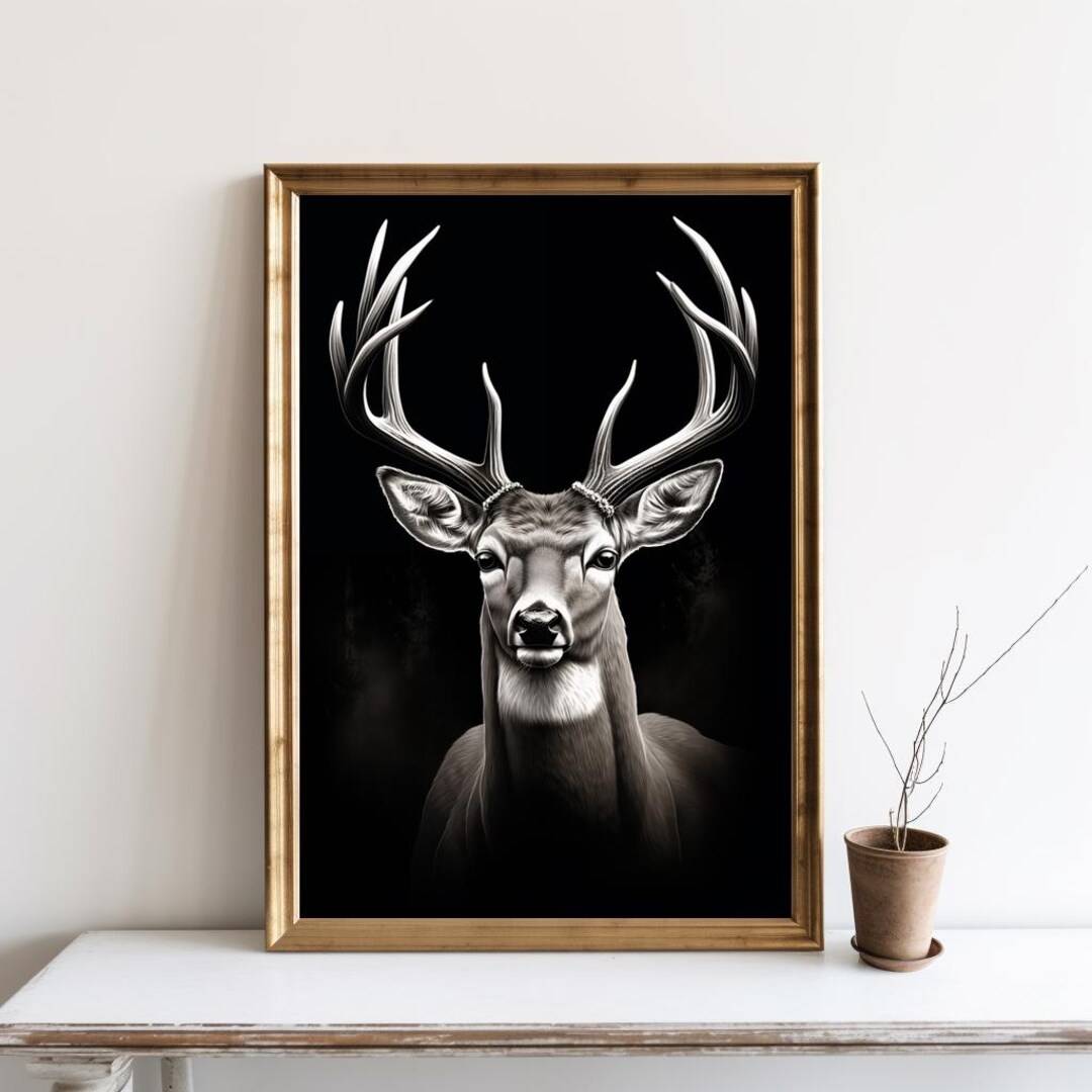 Deer Wall Art, Forest Animal Wall Decor, Hunting Art, Stag Print ...
