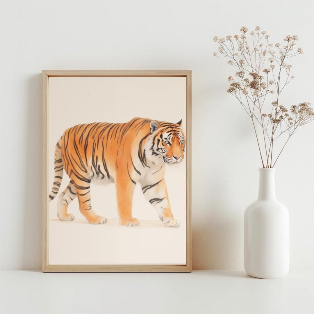 Tiger Wall Art, Vintage Tiger Print, Pacing Tiger Art Poster, Vintage ...