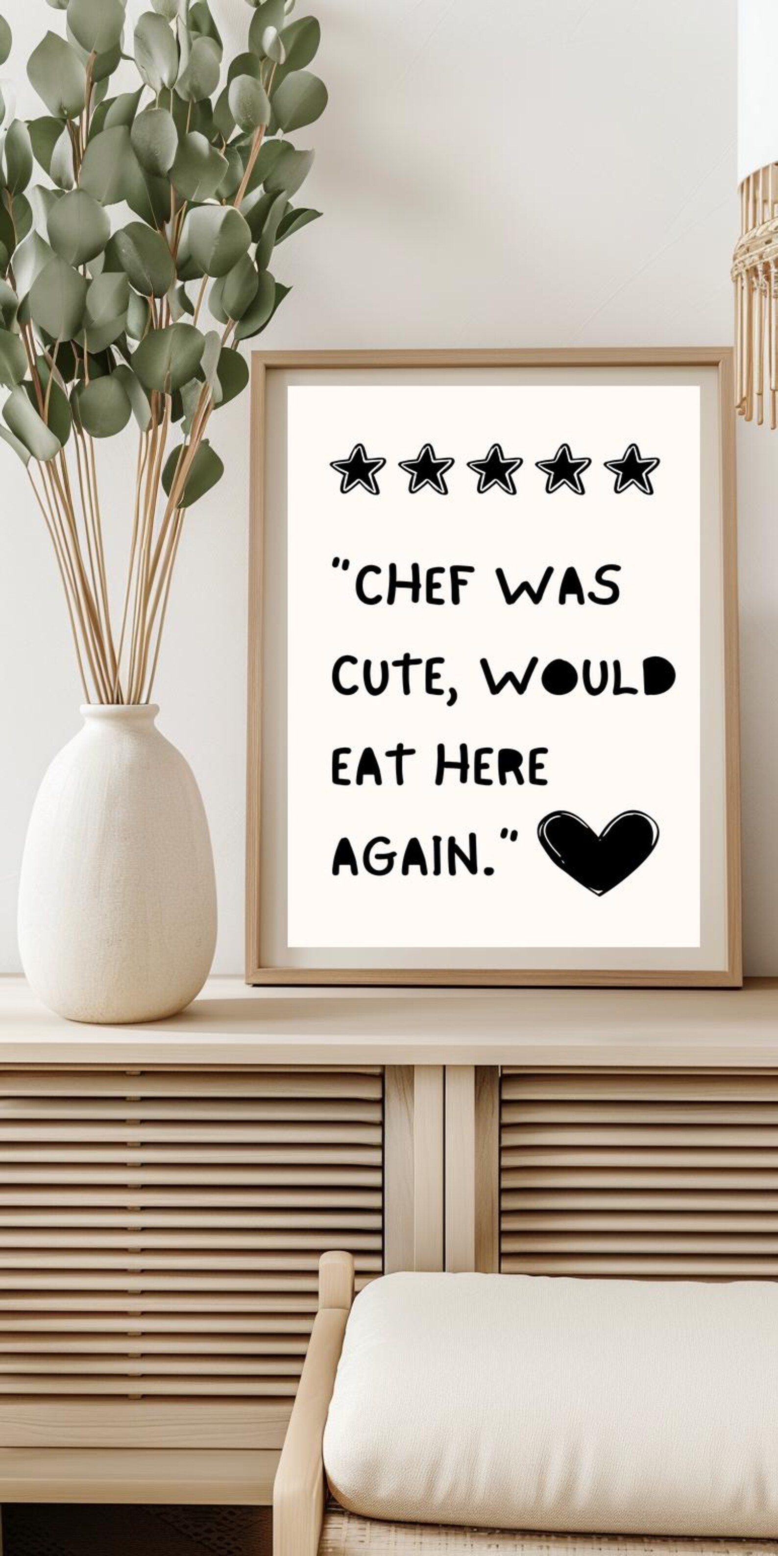 Chef Was Cute Kitchen Wall Art, Minimalist Kitchen Art Print, Cute ...