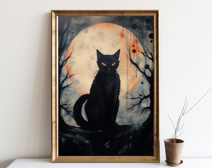 Fearless Familiar - Dark Cat Wall Art Print - Witchy & Skinny Black ...