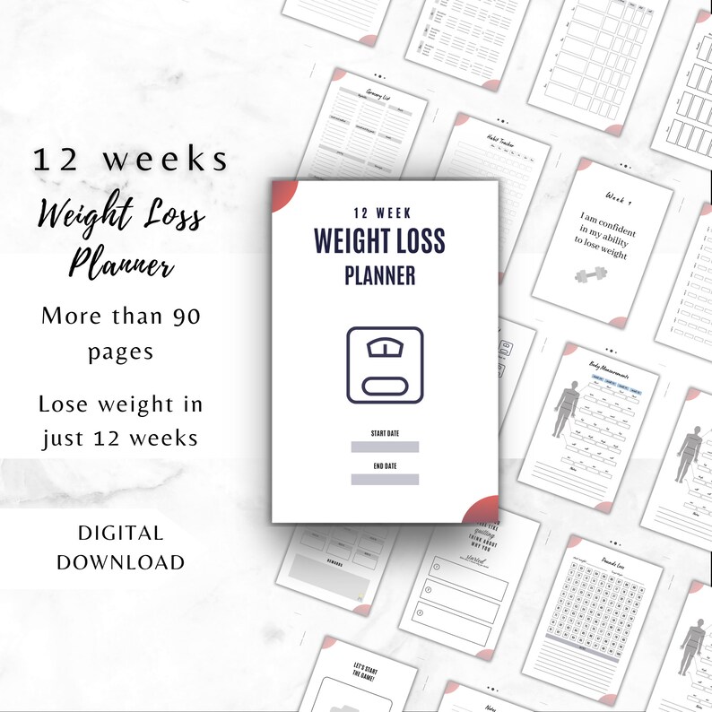 12 Week Weight Loss & Fitness Tracker | Calorie Tracker | Meal Planner ...