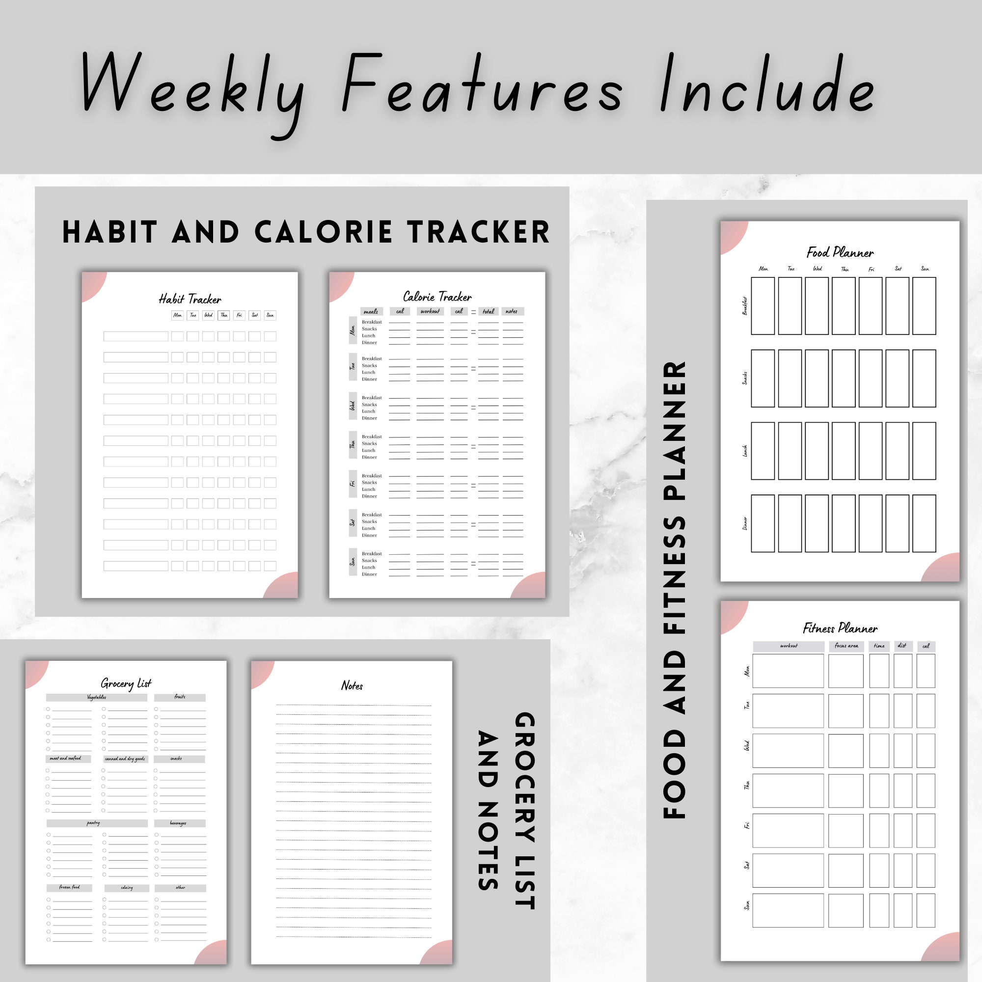 12 Week Weight Loss & Fitness Tracker | Calorie Tracker | Meal Planner ...