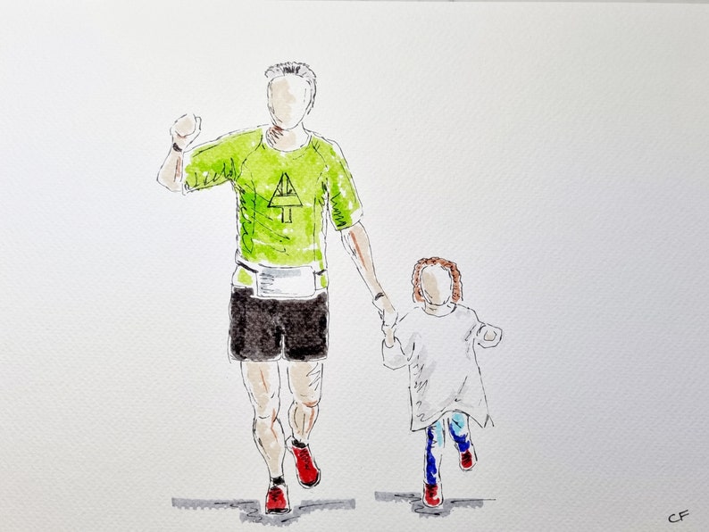 Personalised Running Illustration Art - Fell Running, Hiking, Hobby ...