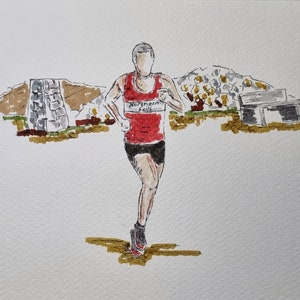 Personalised Running Illustration Art - Fell Running, Hiking, Hobby ...
