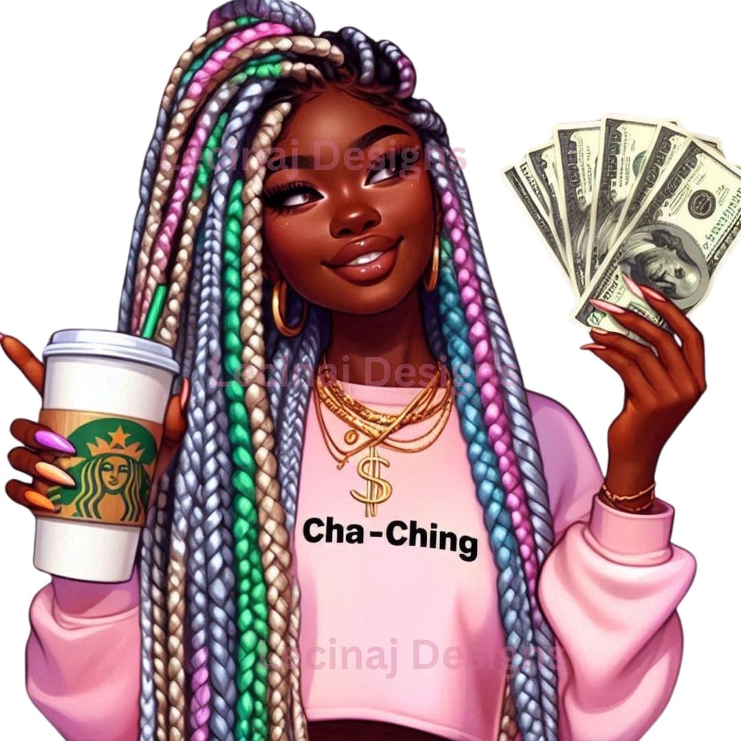 Wall Art, African American Women With Money, Braids, Wall Art, T-shirt ...