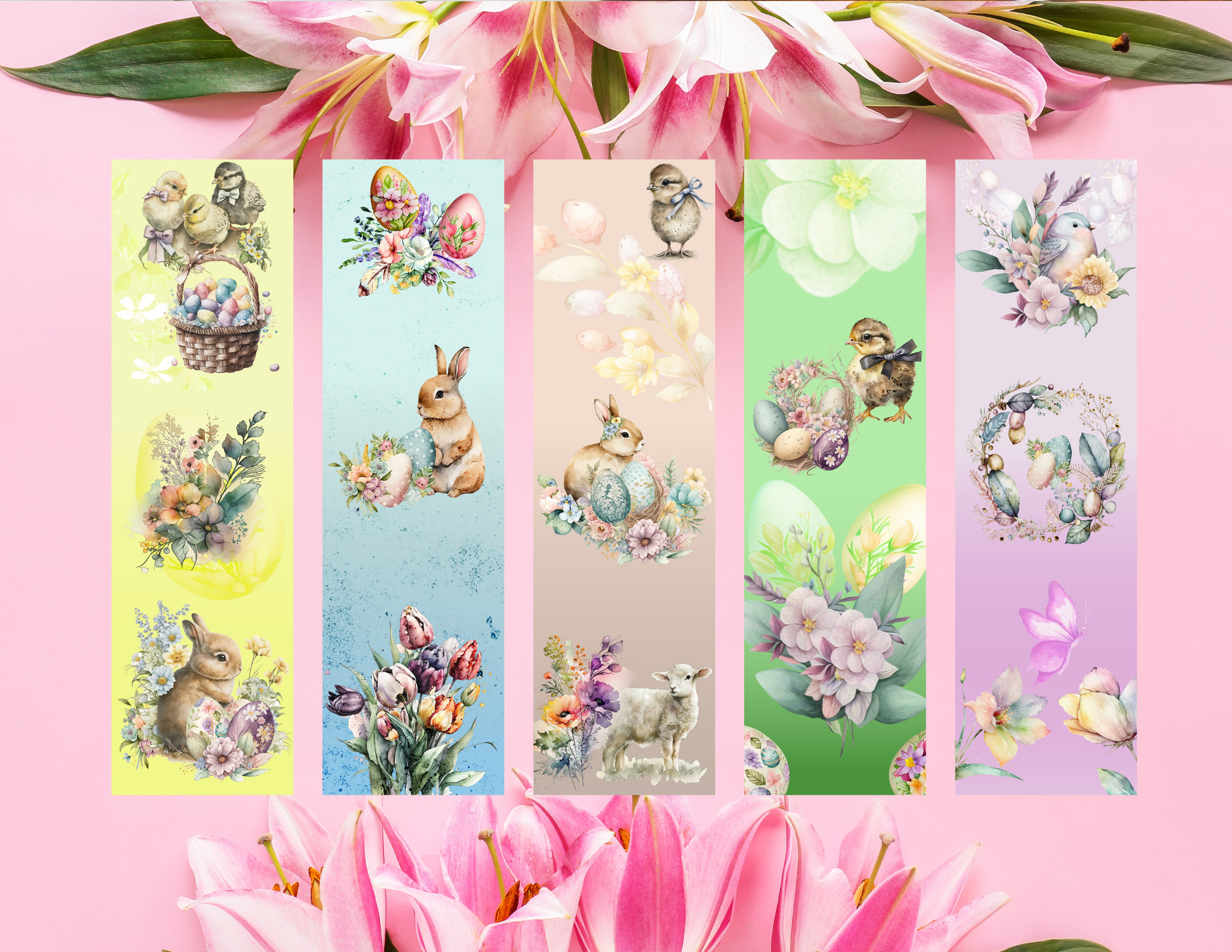 Easter Printable Bookmarks, Watercolor Flower Bookmarks, PDF Digital ...