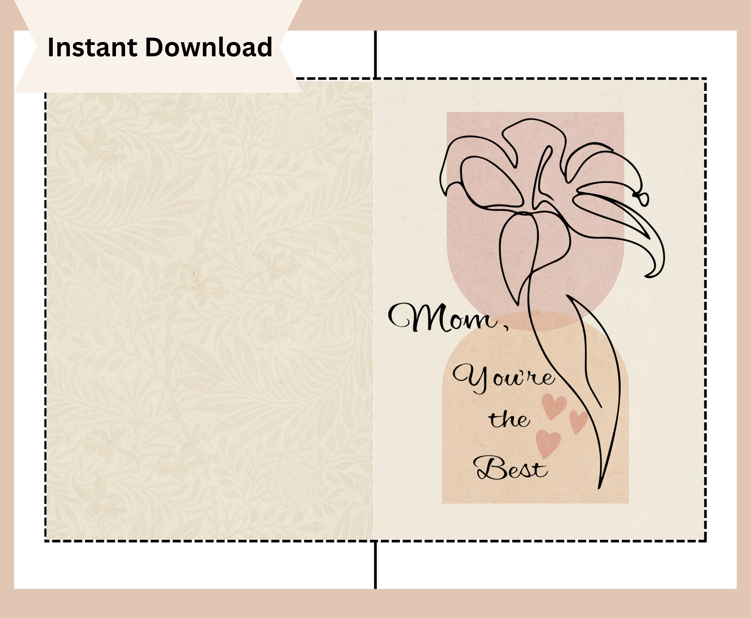 Mother's Day Card Printable, Moms Birthday Card Download, Folded Best ...