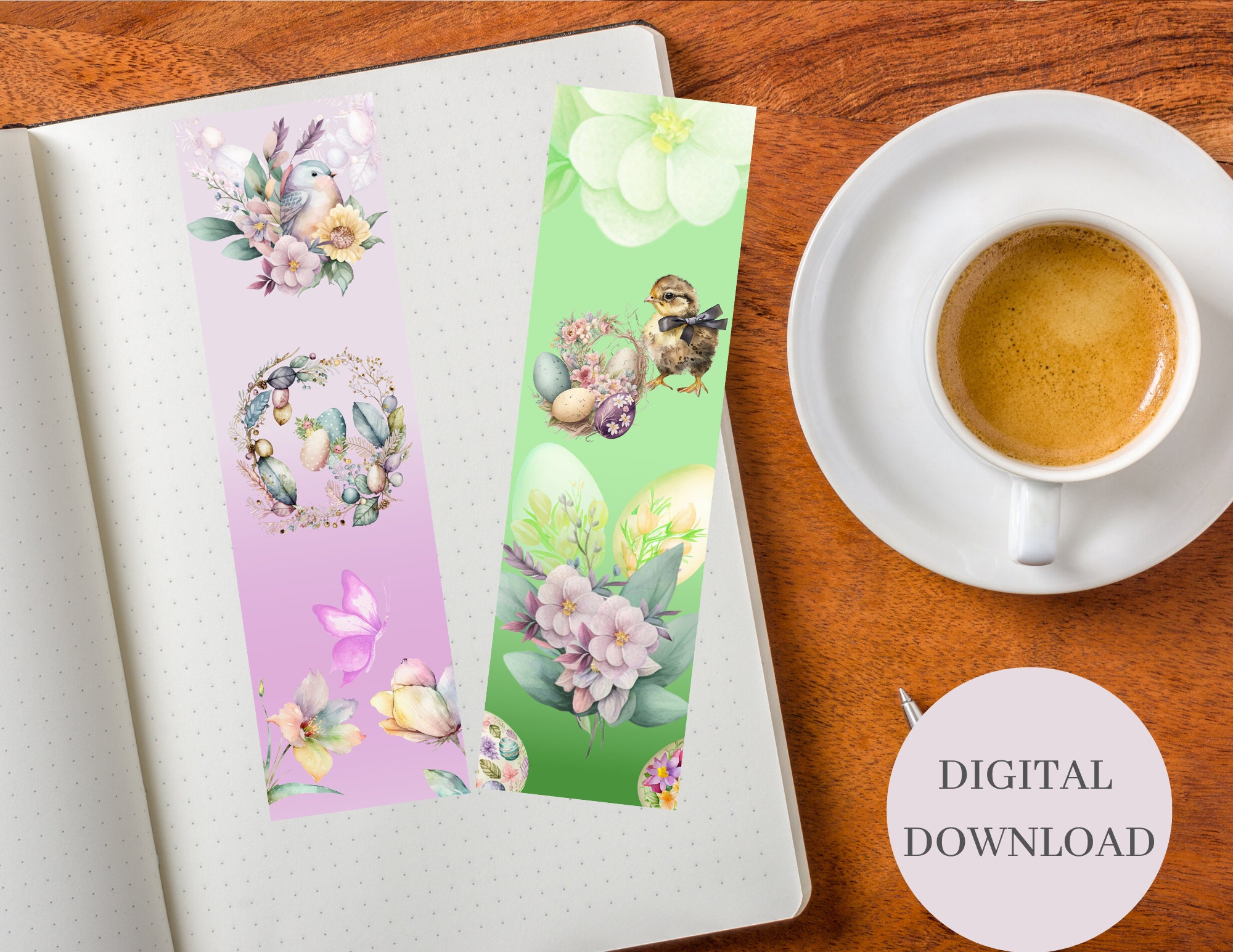 Easter Printable Bookmarks, Watercolor Flower Bookmarks, PDF Digital ...