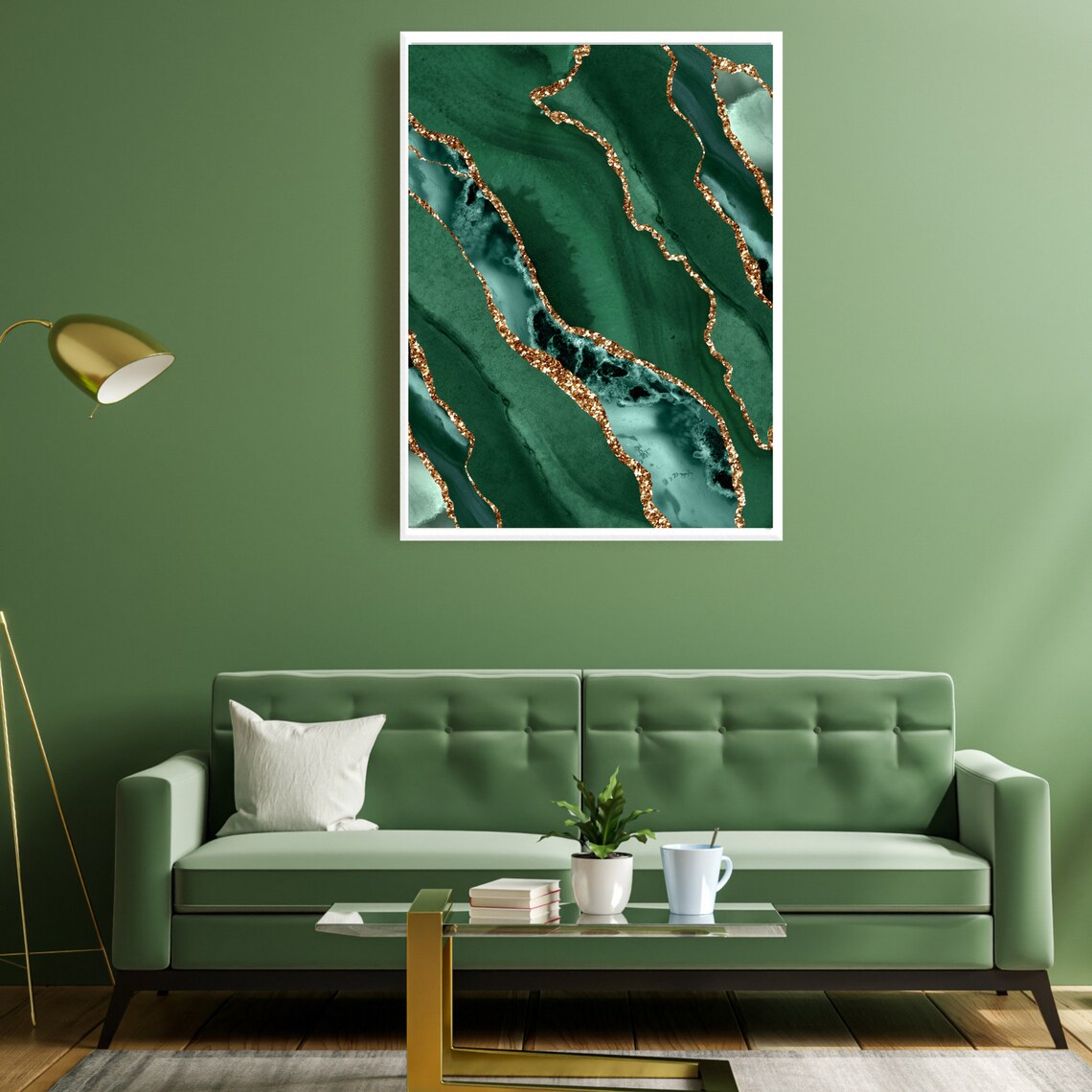 Emerald and Gold Wall Art, Emerald Green Print, Set of 3 Prints, Dark ...