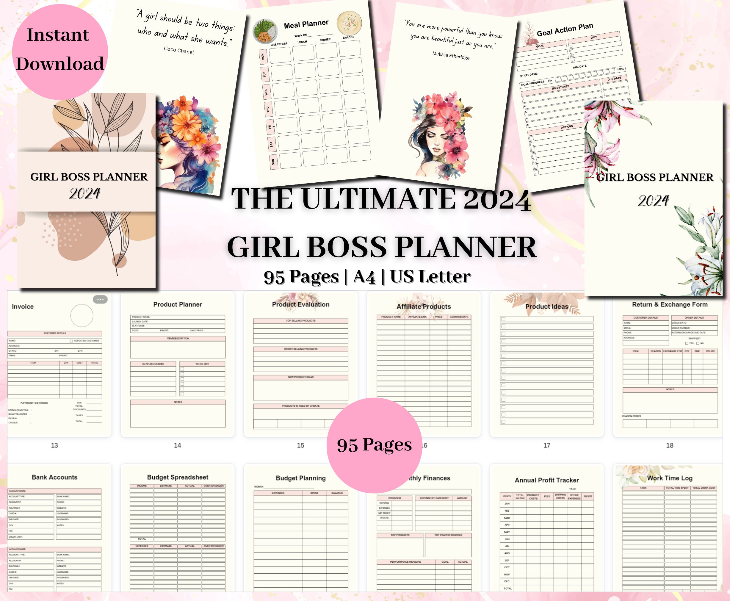 Girl Boss Planner, Printable Lady Boss Planner, Small Business Planner ...