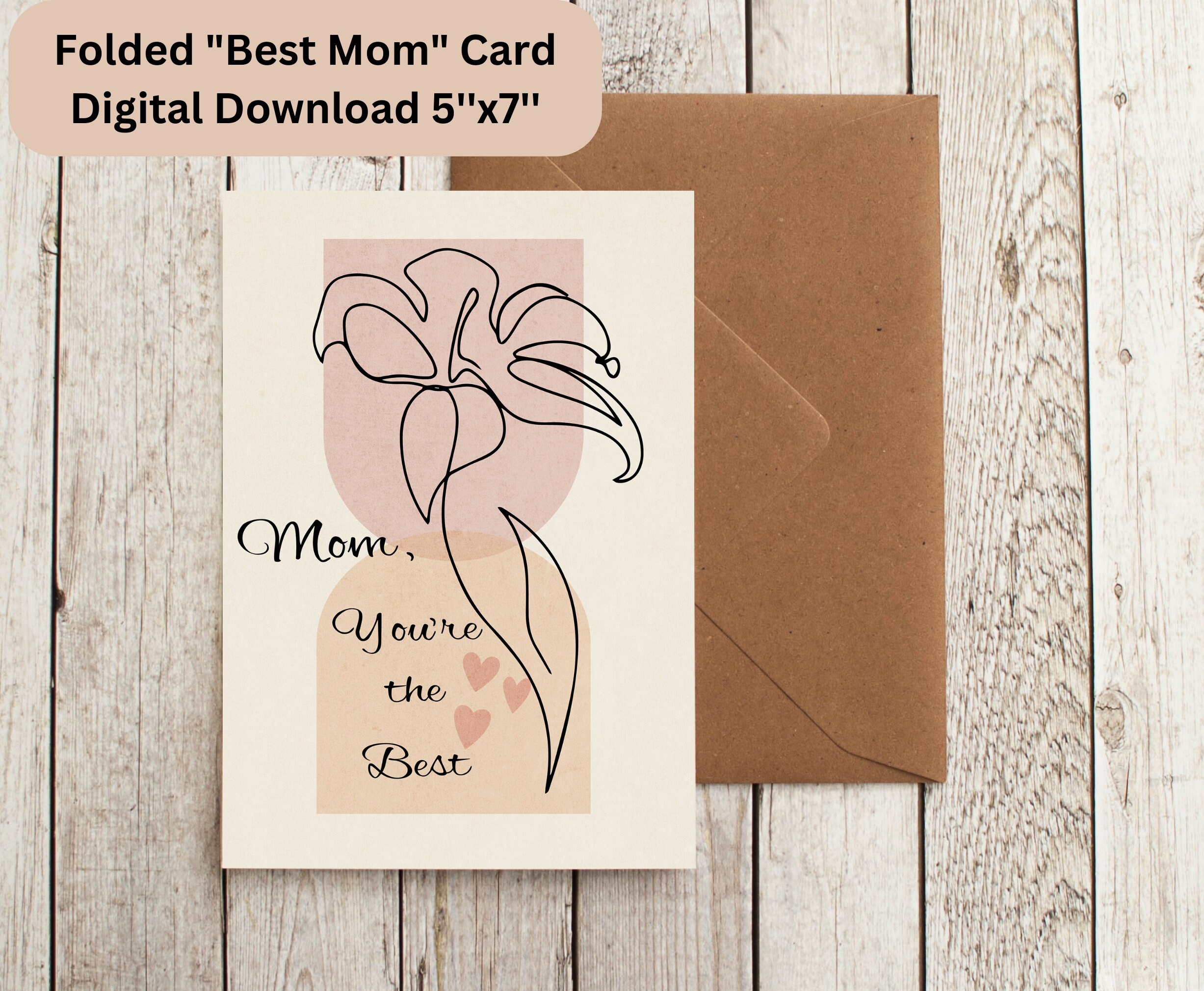 Mother's Day Card Printable, Moms Birthday Card Download, Folded Best ...