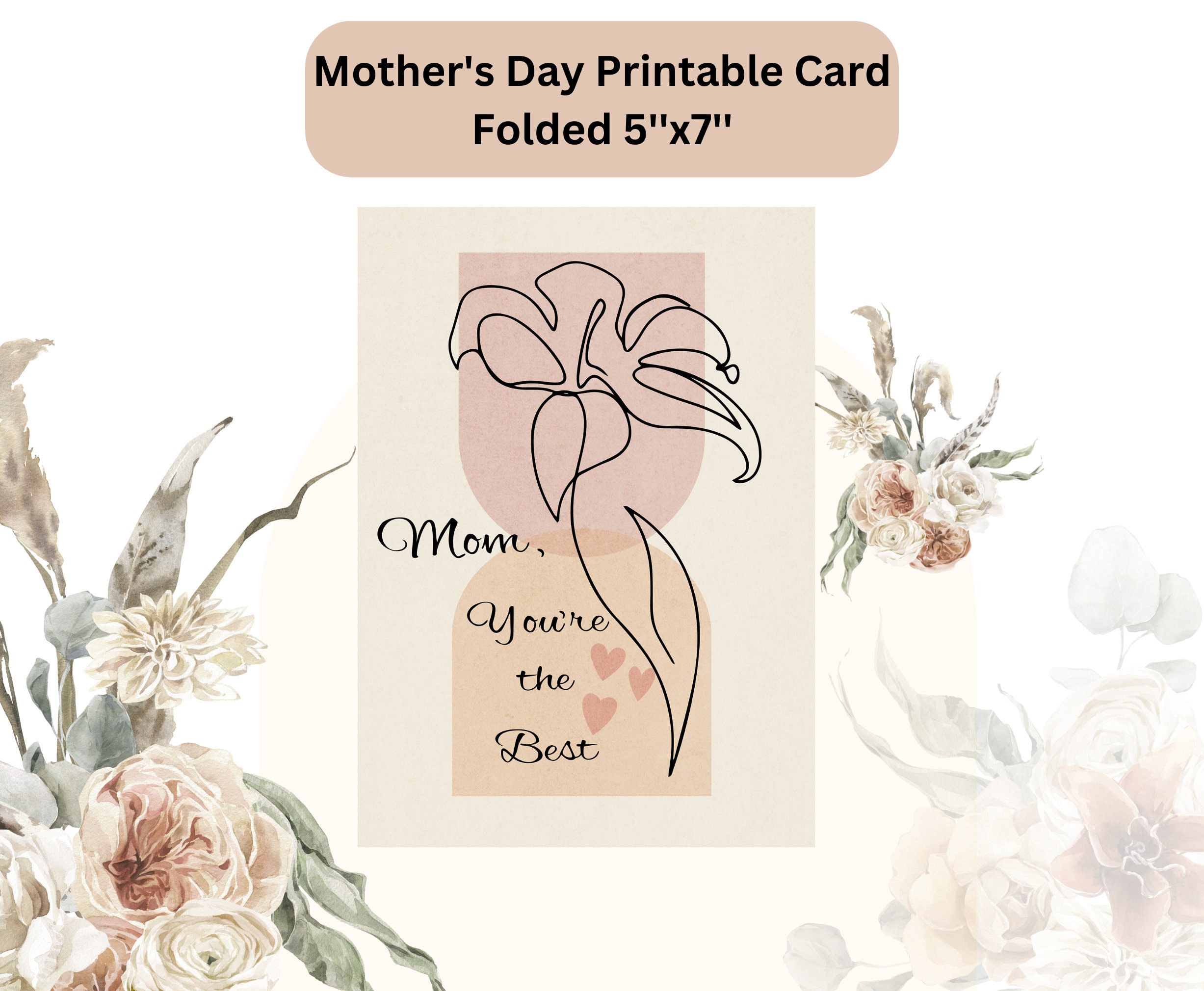 Mother's Day Card Printable, Moms Birthday Card Download, Folded Best ...