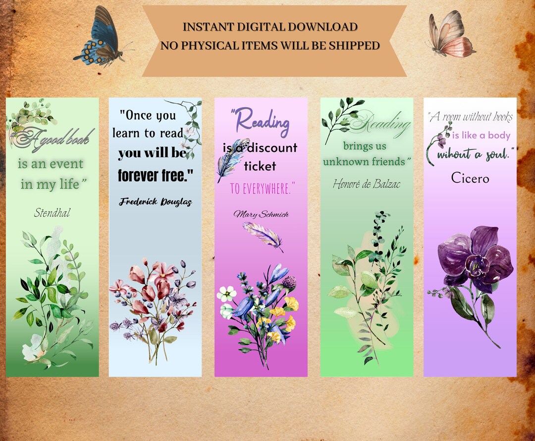 Printable Botanical Bookmarks, Floral Eucalyptus Watercolor Bookmarks ...
