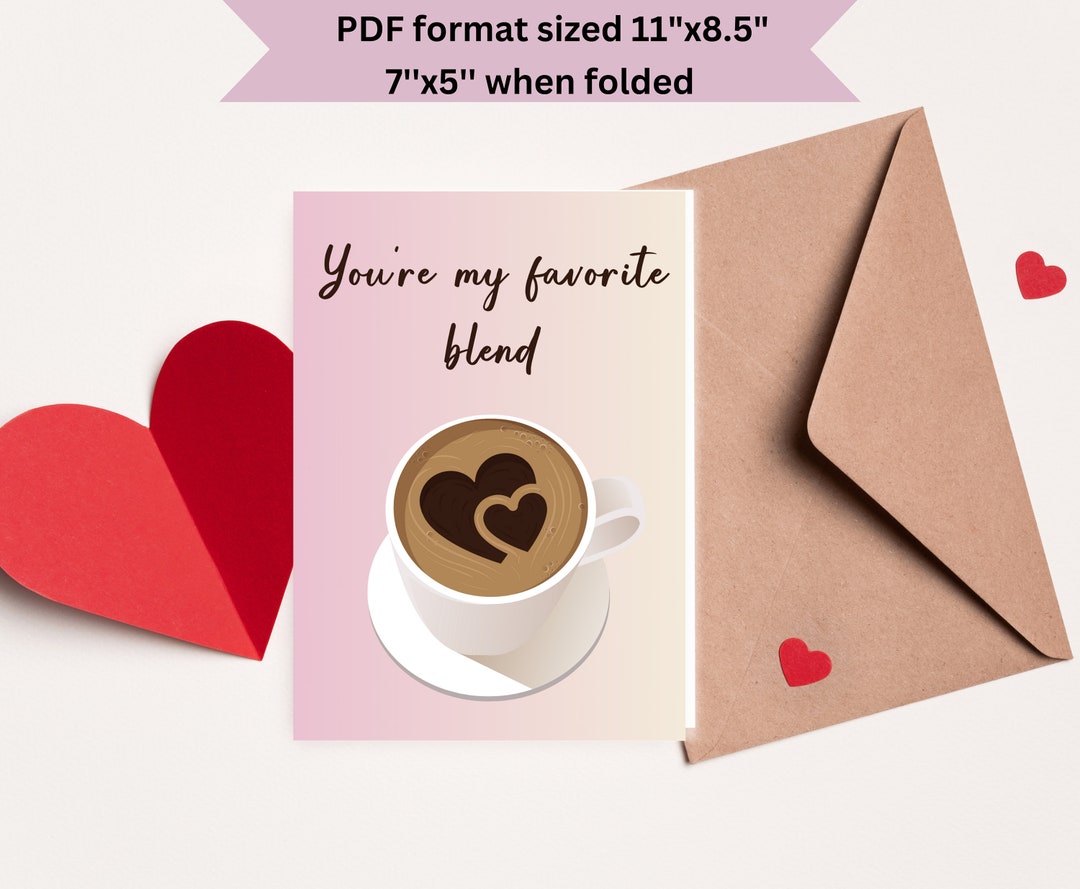 Coffee Valentines Day Card, Happy Valentine's Day Printable Card for ...