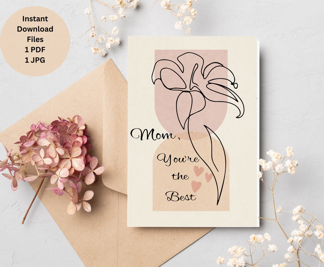 Mother's Day Card Printable, Moms Birthday Card Download, Folded Best ...