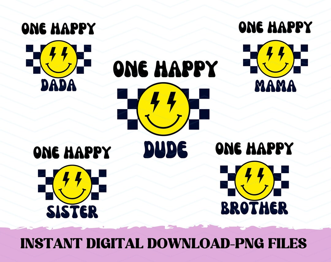 One Happy Dude Birthday Png, Bolt Eyes Smiley Face Birthday Png, One ...
