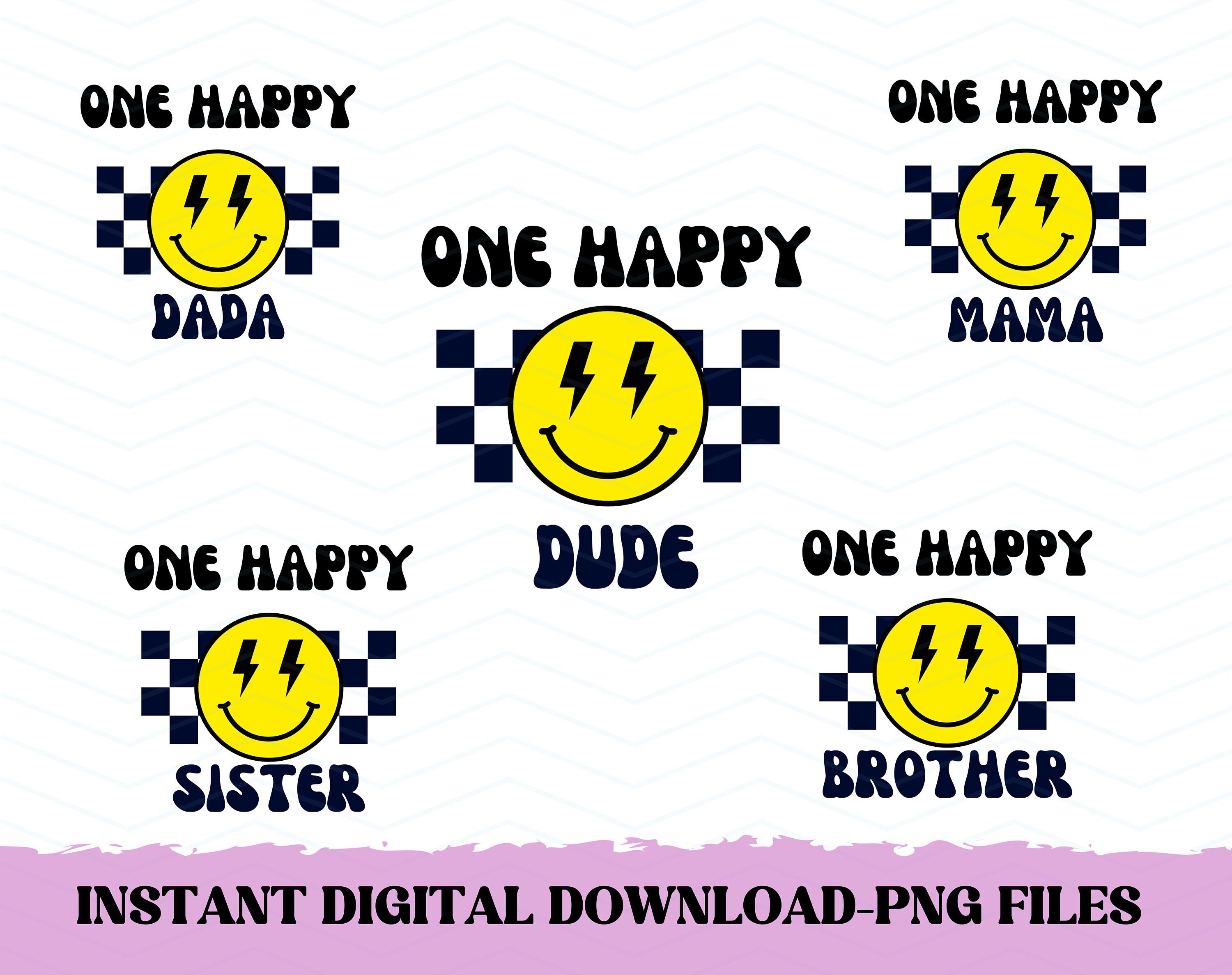 One Happy Dude Birthday Png, Bolt Eyes Smiley Face Birthday Png, One ...