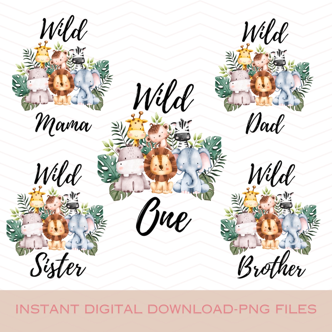 Wild One Bundle Family PNG, Birthday Wild One PNG, Zoo Animal Safari ...