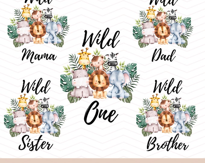 Wild One Bundle Family PNG, Birthday Wild One PNG, Zoo Animal Safari ...