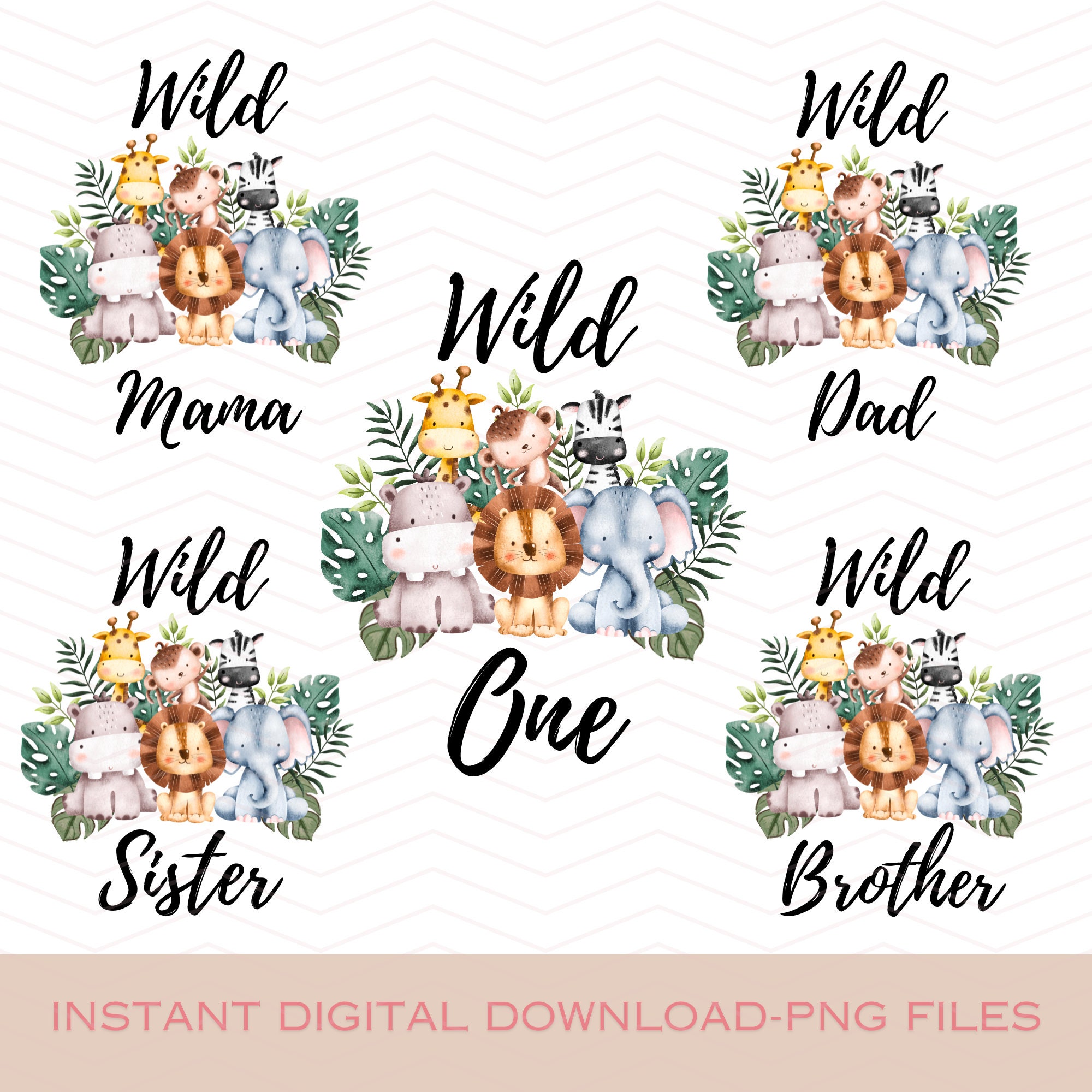 Wild One Bundle Family PNG, Birthday Wild One PNG, Zoo Animal Safari ...