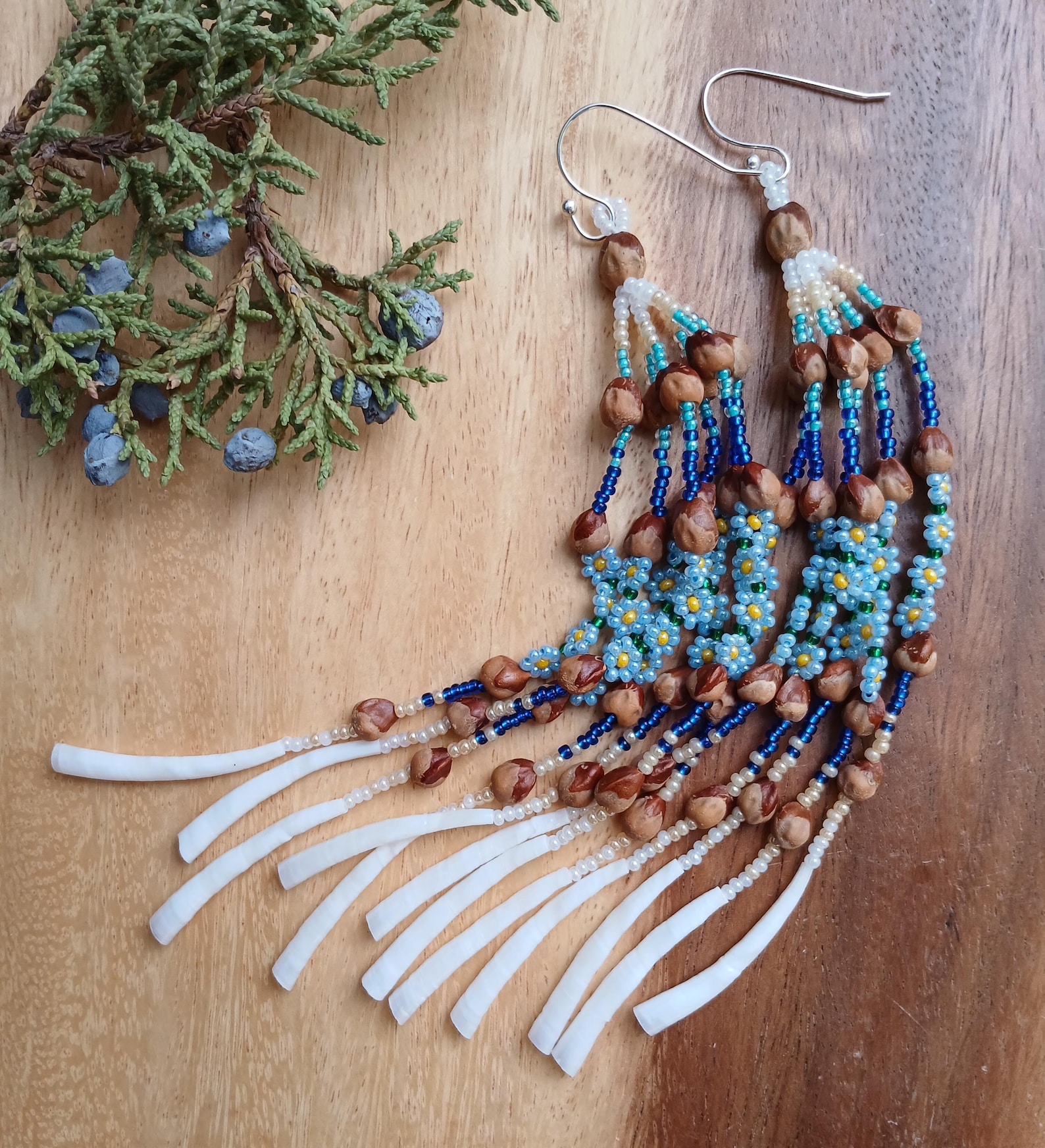 Juniper Berry Seed, Glass Bead Seeds, and Dentalium Smooth Shell ...