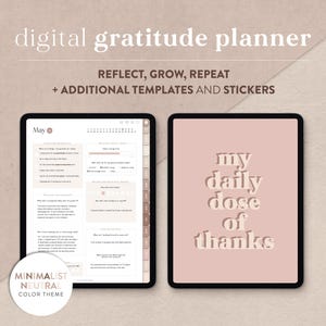 Digital Daily Gratitude Journal in Neutral Minimalist Beige ...