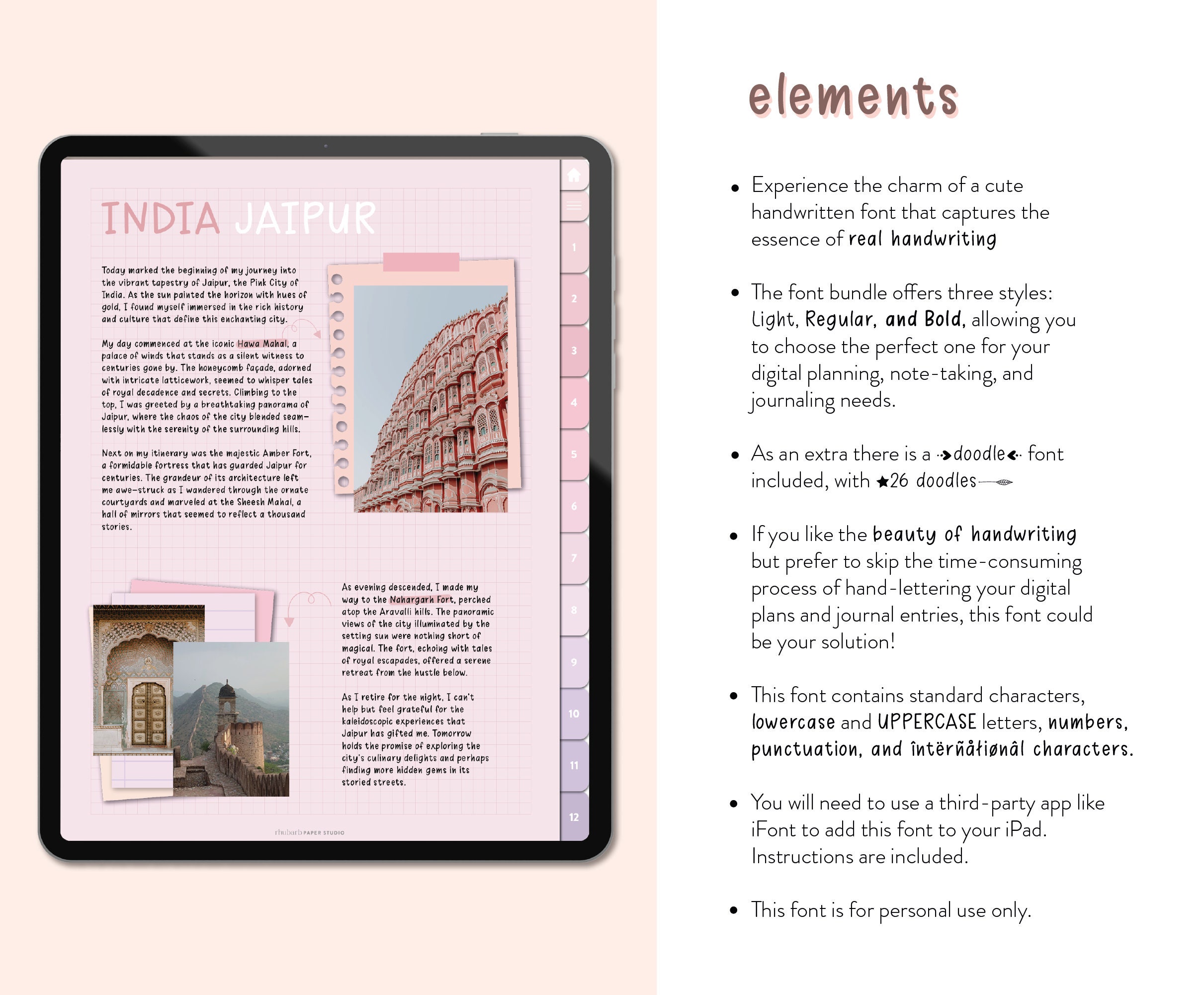 Cute Handwritten Font 'rhubarb Journal' for Digital Planners, Journals ...