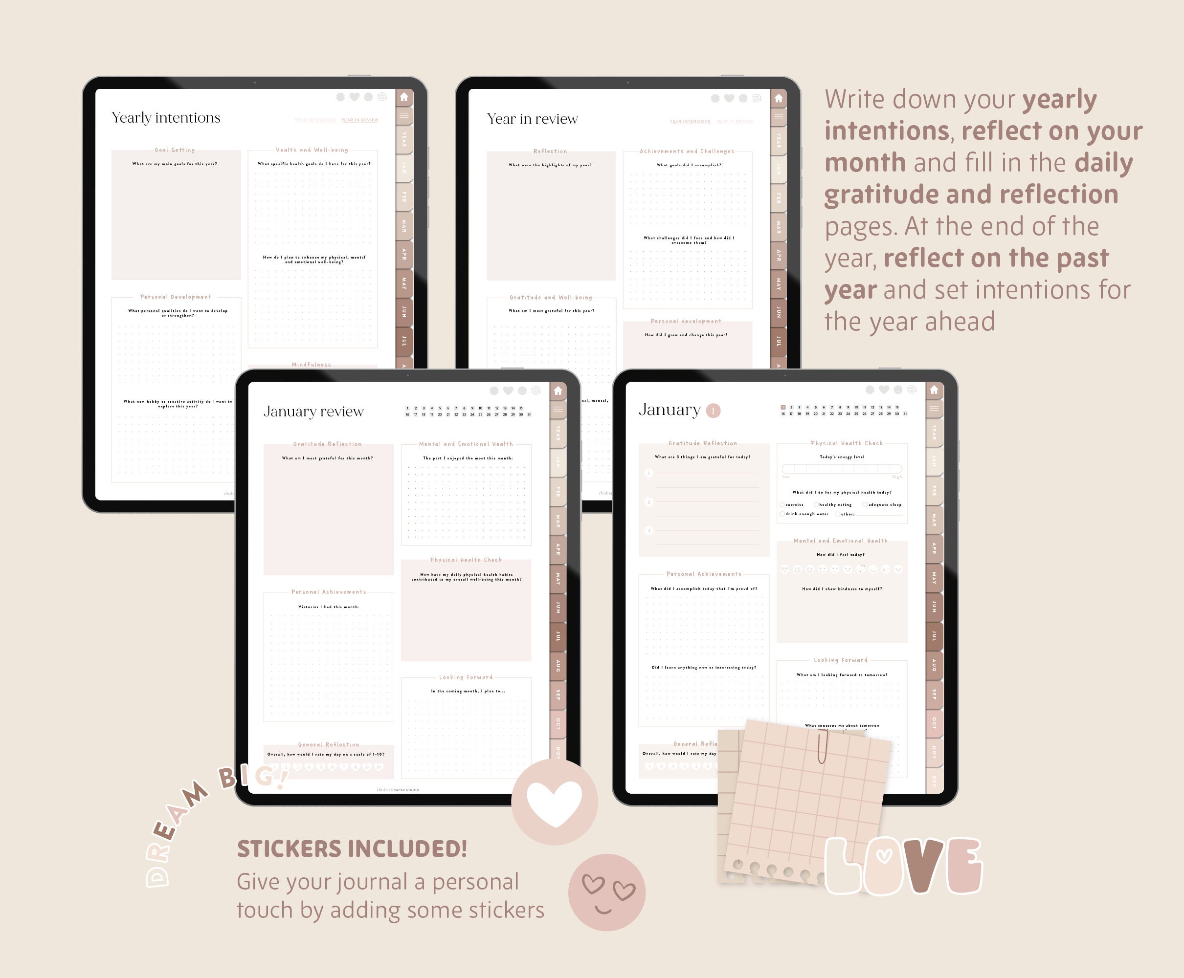 Digital Daily Gratitude Journal in Neutral Minimalist Beige ...