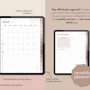 2025 Digital Planner Minimalist Neutral - Monday Sunday Start - Fully ...