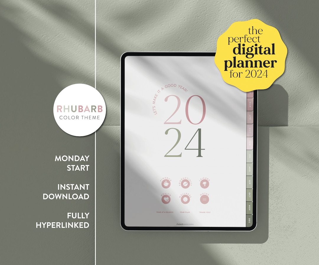 2024 Digital Planner Goodnotes/notability, Minimalist PDF, Monday Start ...