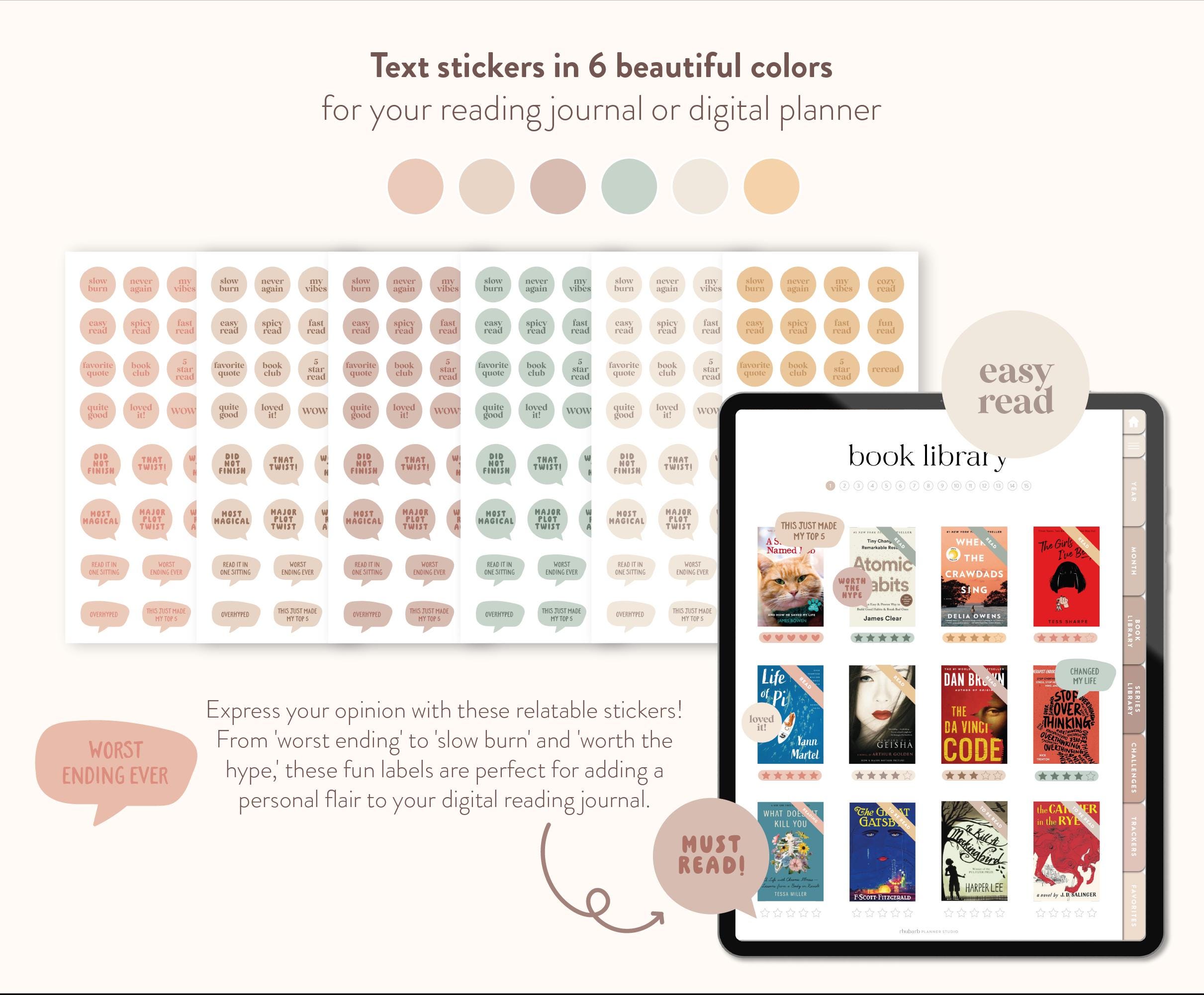 Digital Reading Stickers for Book Lovers in Autumn Colors | Bookish ...