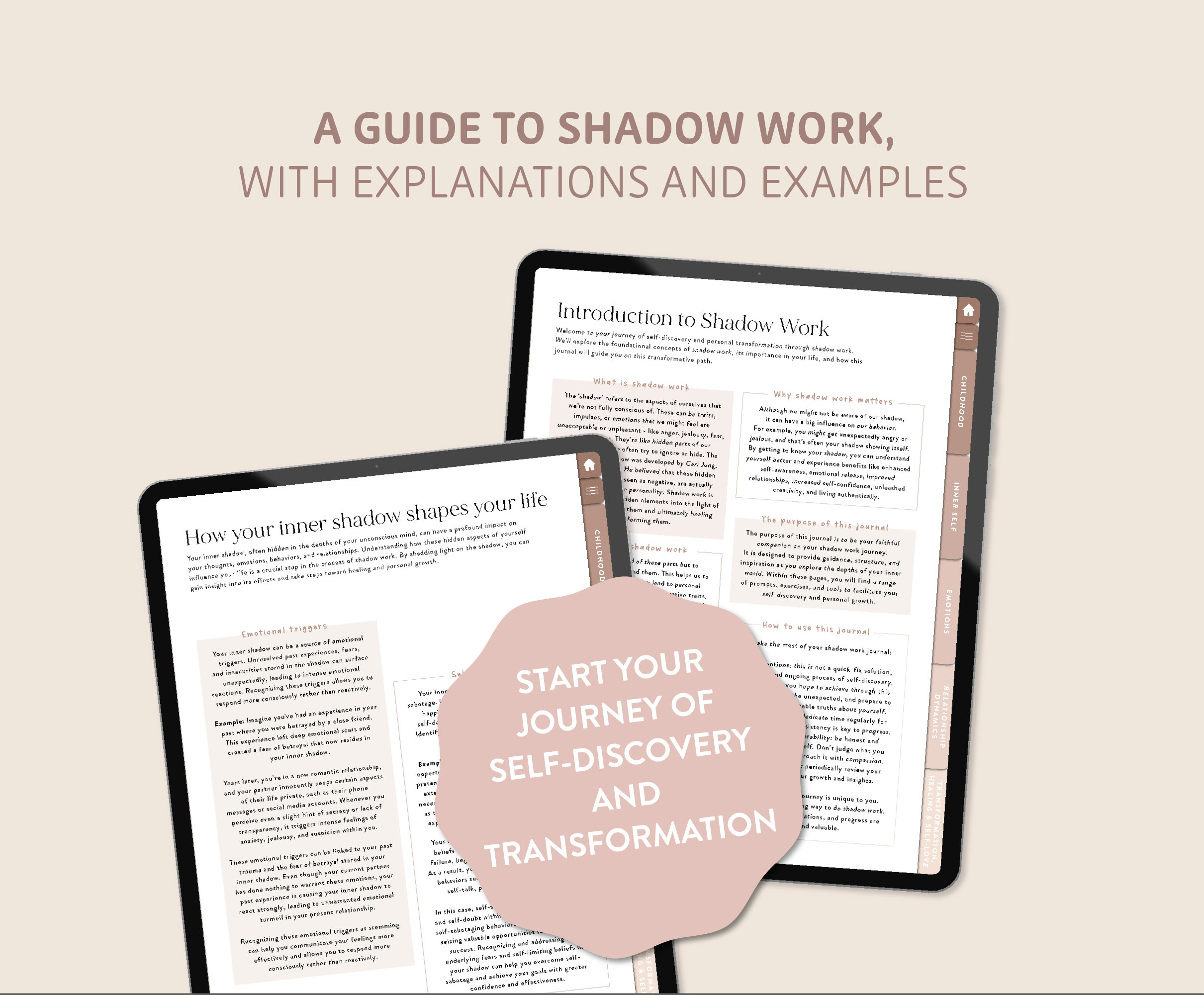Digital Shadow Work Journal for Self-discovery, Guided Healing ...