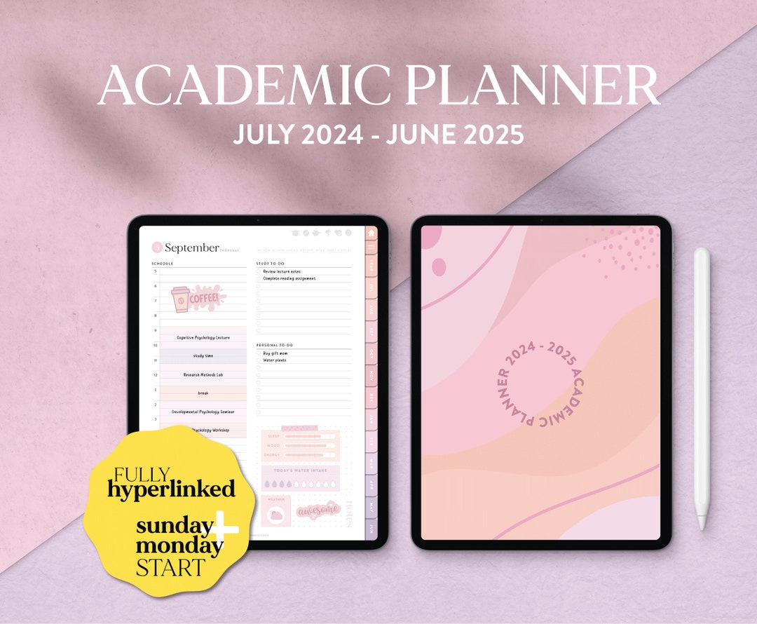 Digital Academic Planner 2024-2025, Student Midyear Calendar for iPad ...