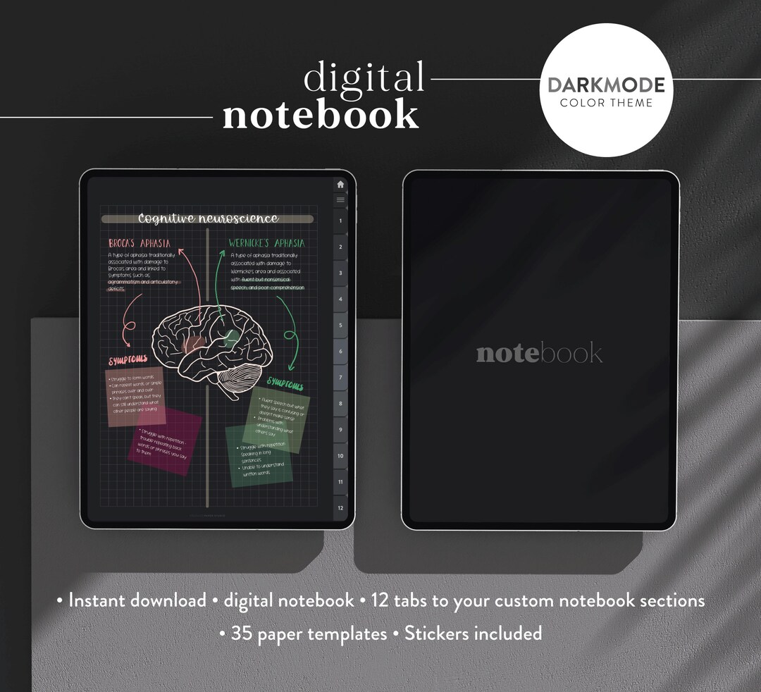 Dark Mode Digital Notebook | Elegant Note-taking in Low Light | Digital ...