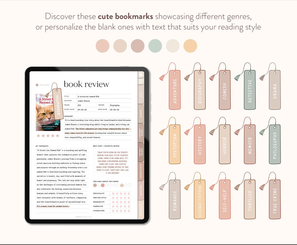 Digital Reading Stickers for Book Lovers in Autumn Colors | Bookish ...