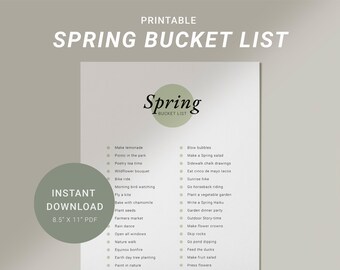 Spring Bucket List Printable | Cute Spring Activities Checklist | Fun ...