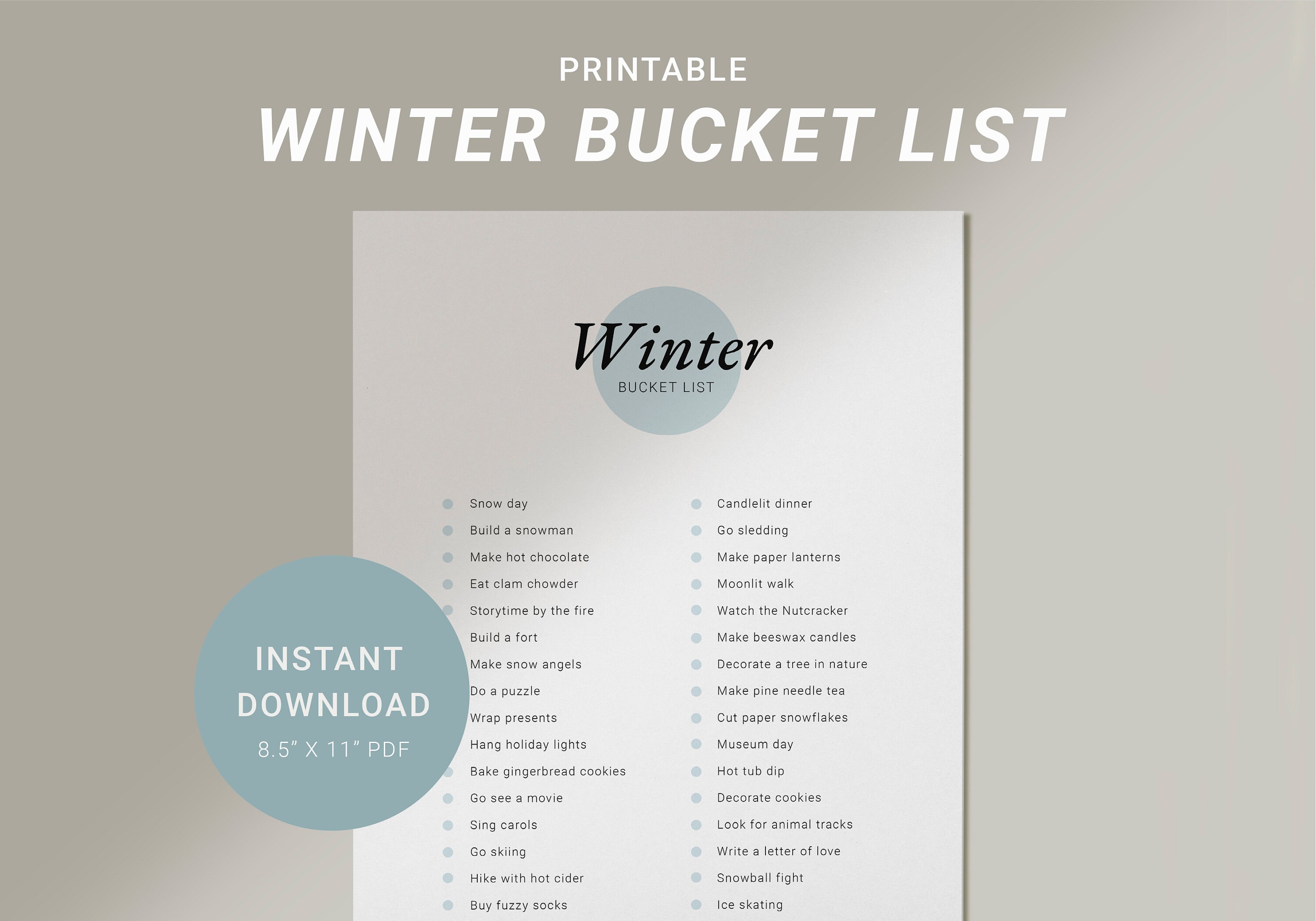 Winter Bucket List Printable - Winter Checklist - Activities With Kids ...