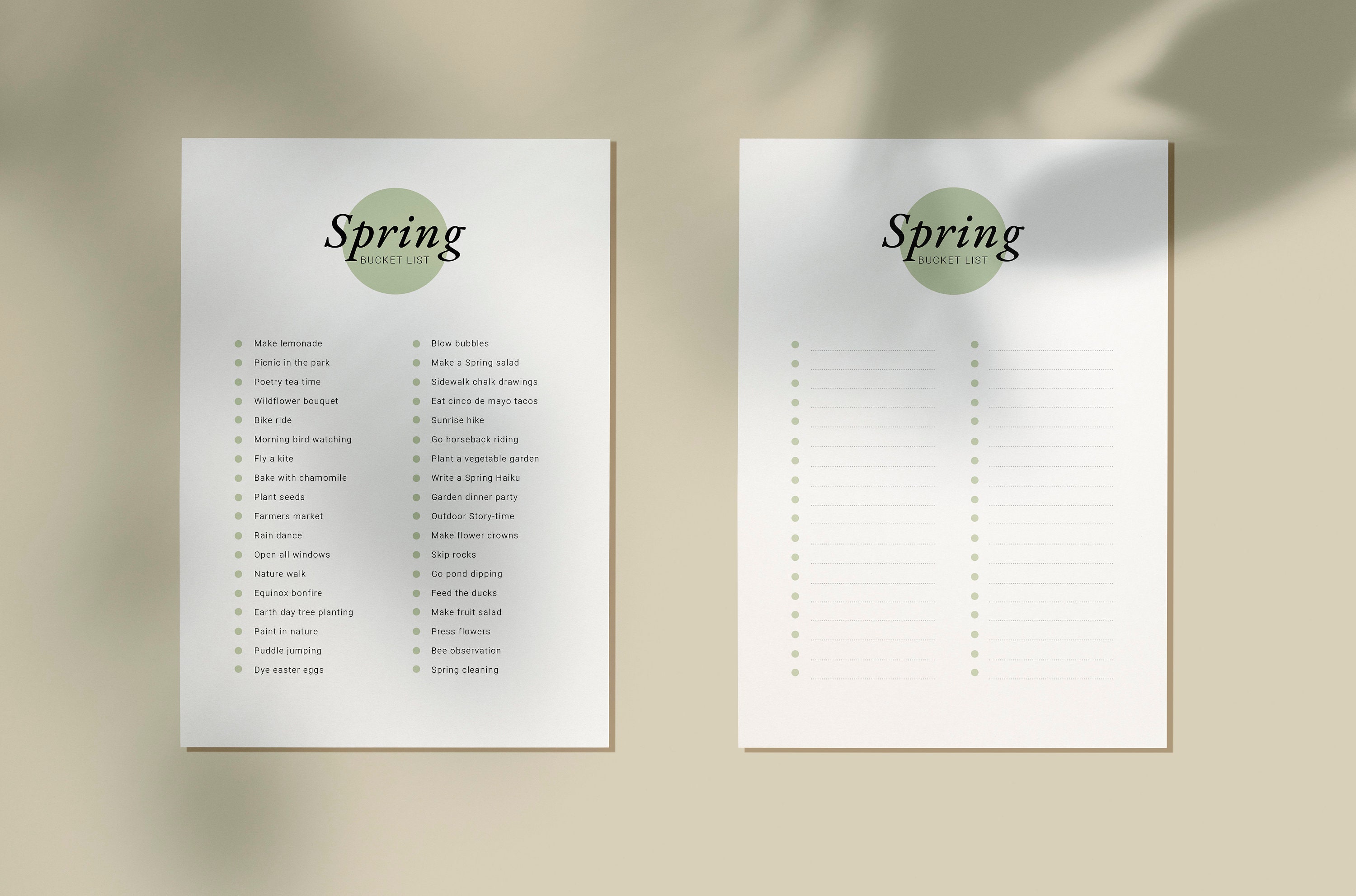 Spring Bucket List Printable - Spring Checklist - Etsy
