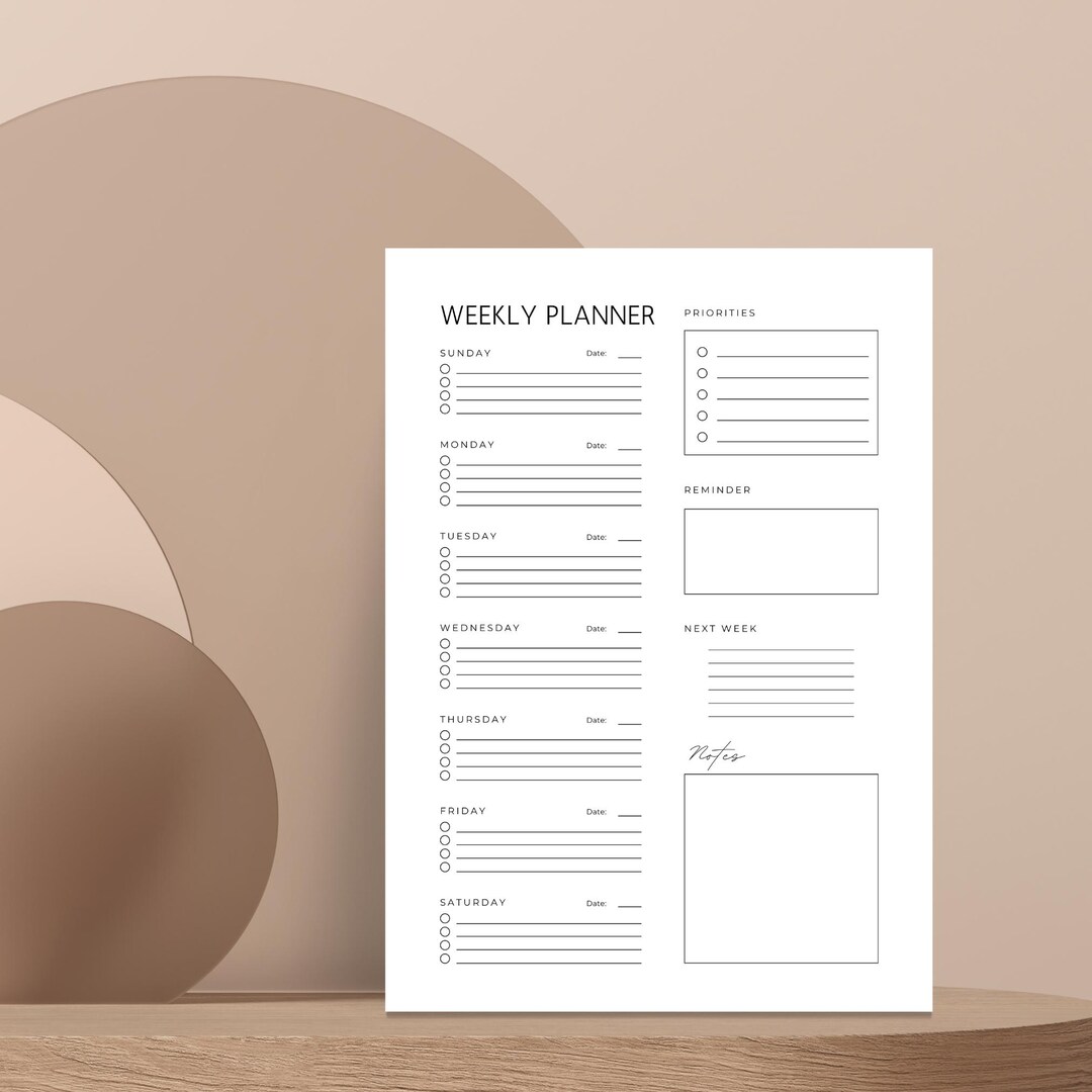 Weekly Planner Digital Download - Etsy