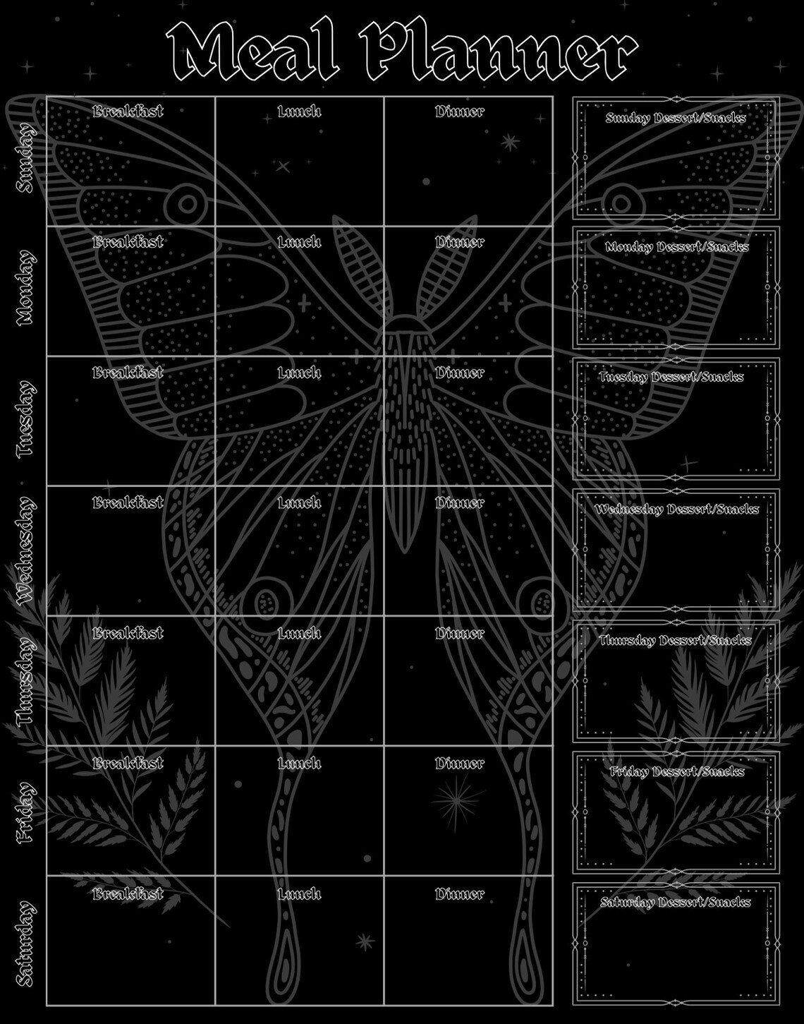 Gothic Witch Weekly Meal Planner, Digital Planner - Etsy