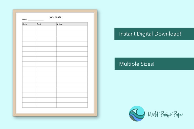 Lab Test Tracker, Lab Tests Log, Medical Testing Organiser, Doctor's ...