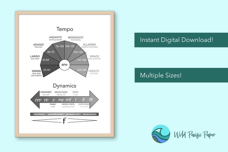 Tempo & Dynamics Poster, Music Theory Poster, Music Education, - Etsy
