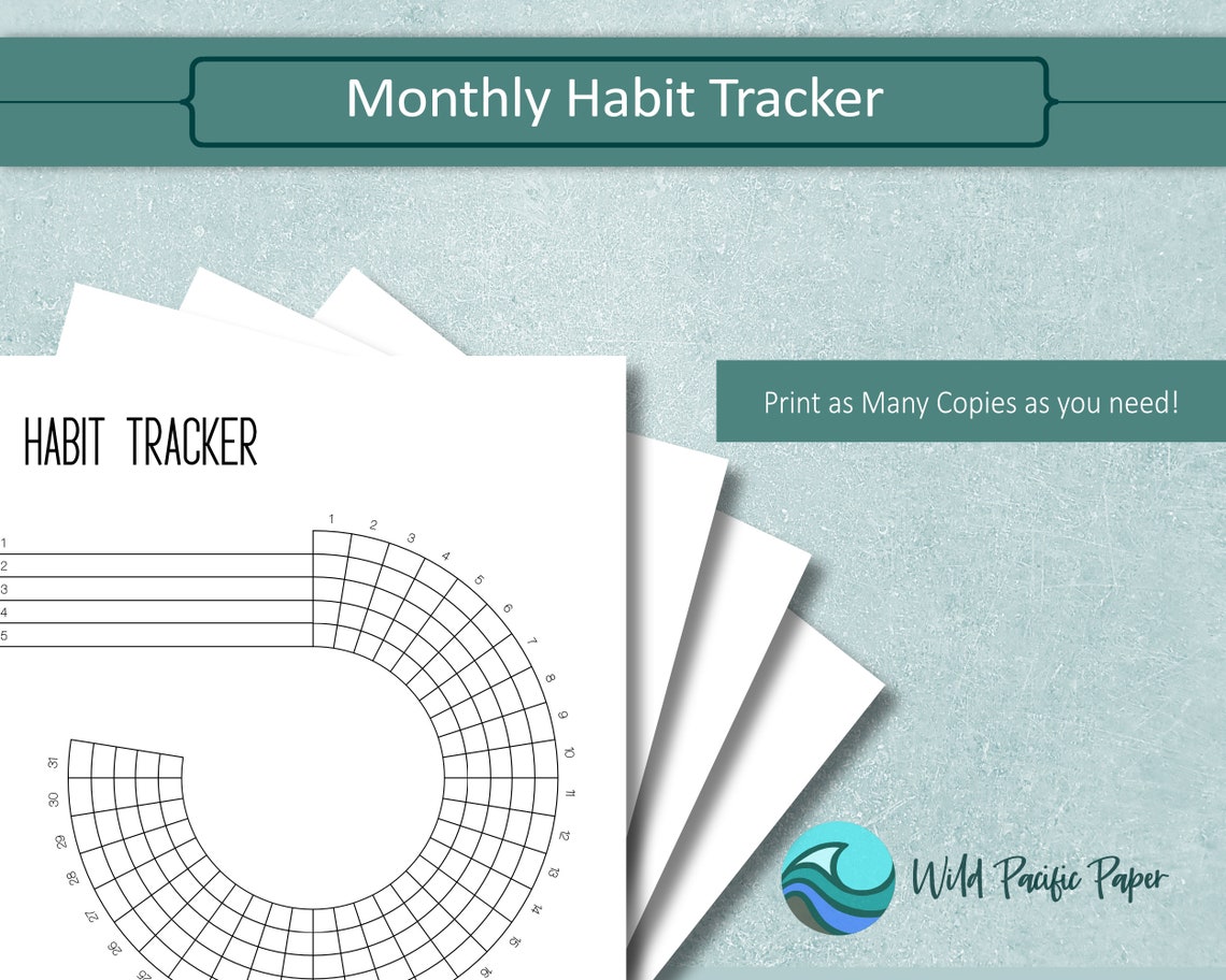 Habit Tracker, Monthly, Journal, Printable - Etsy